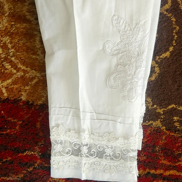 Pants & Jumpsuits | White Pakistani Embroidered Trouser Length Is 39 ...